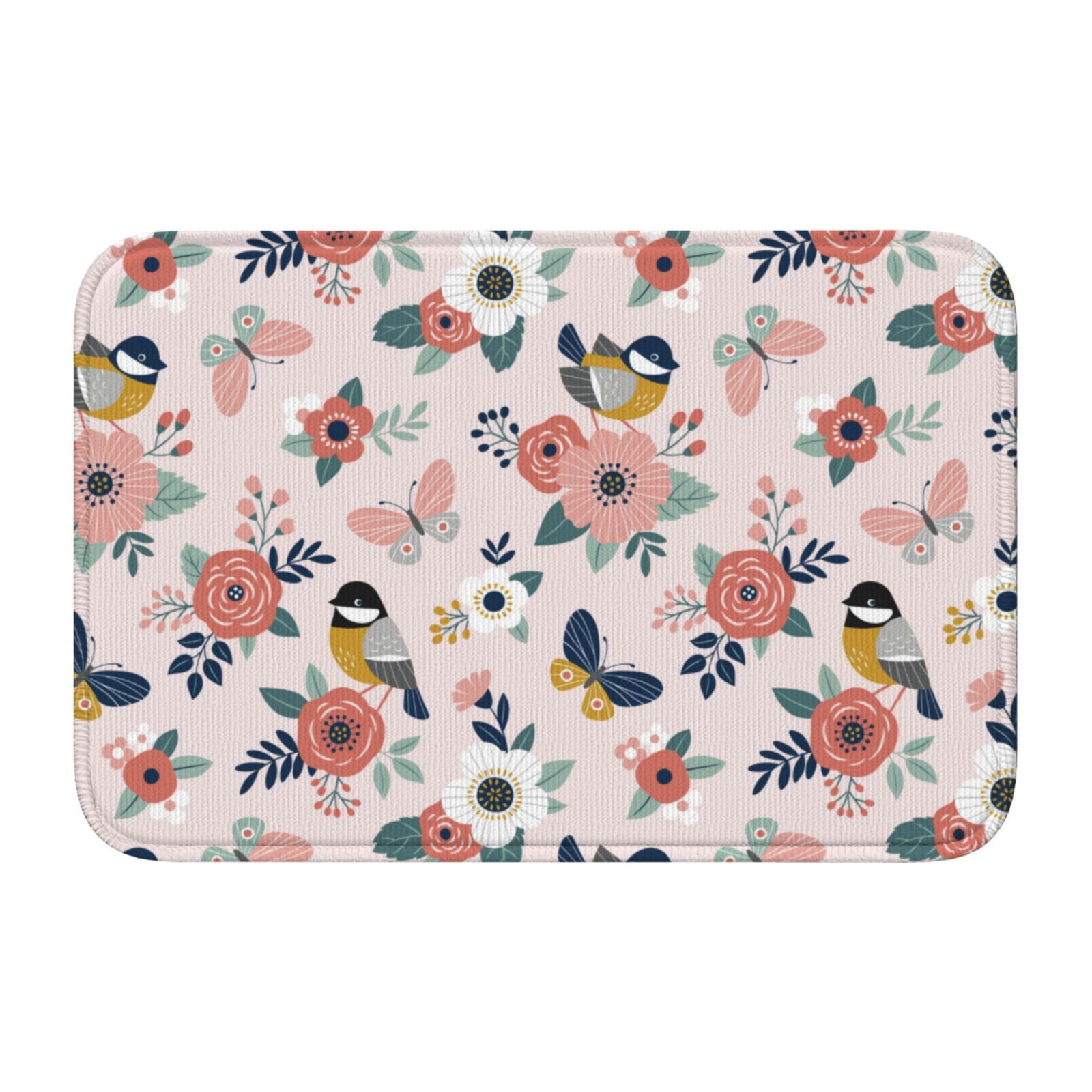 Area Rug Door Mat Indoor Outside Entrance, Rose Flowers Butterfly Bird ...