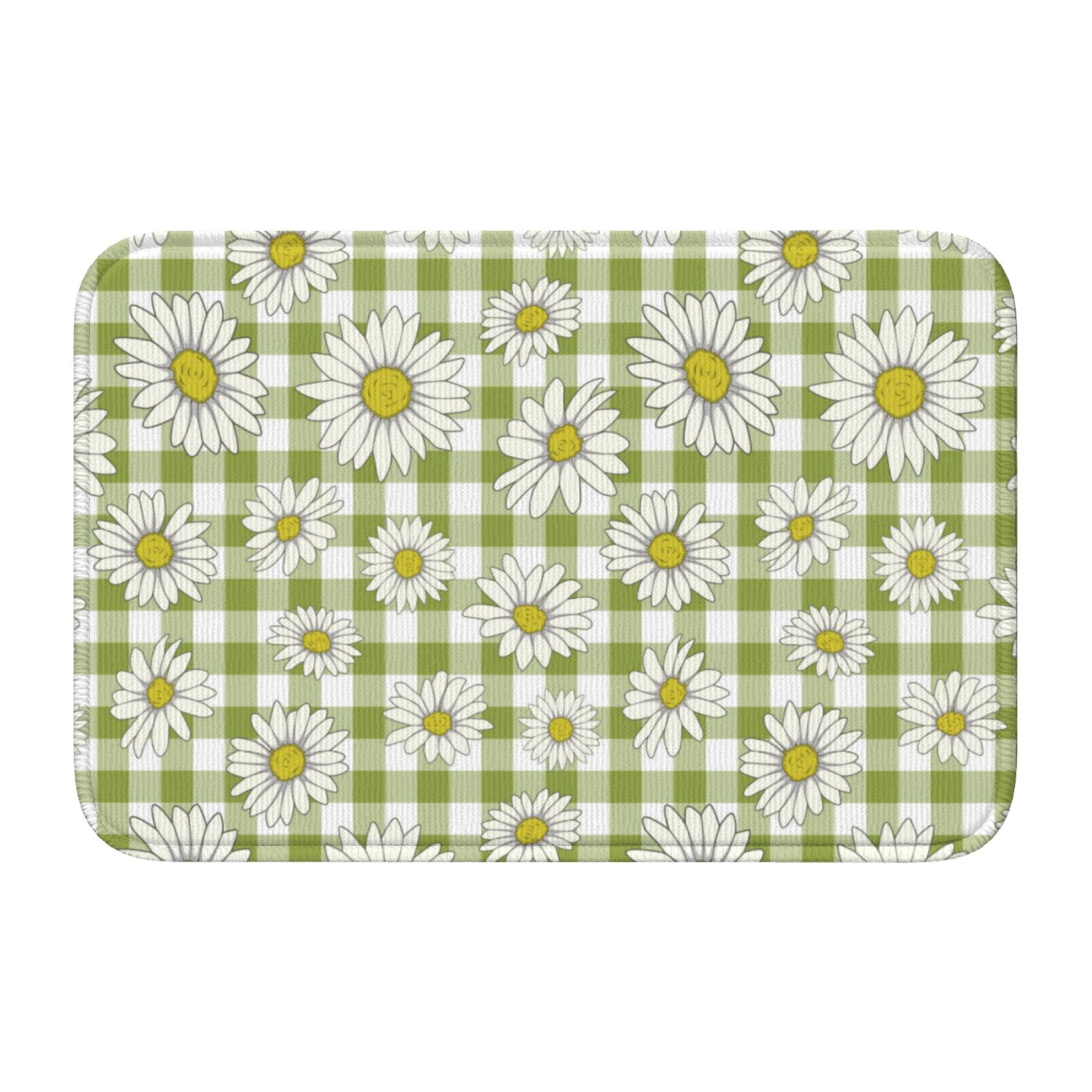 Area Rug Door Mat Indoor Outside Entrance, Square Texture Daisies ...