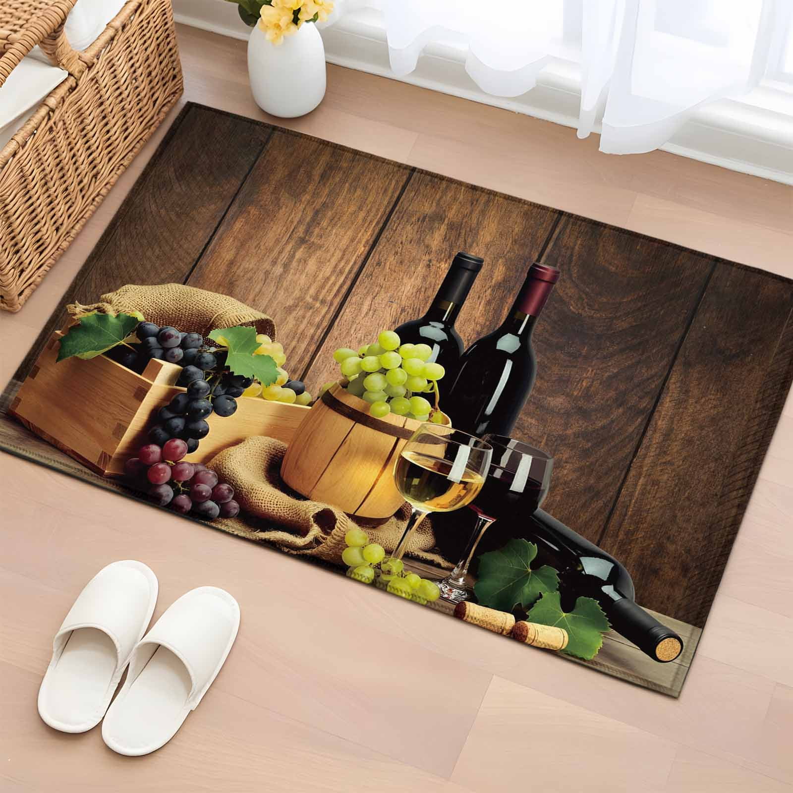Area Rug Farmhouse Grapes Red Wines Rectangle Area Rugs Washable Rug ...