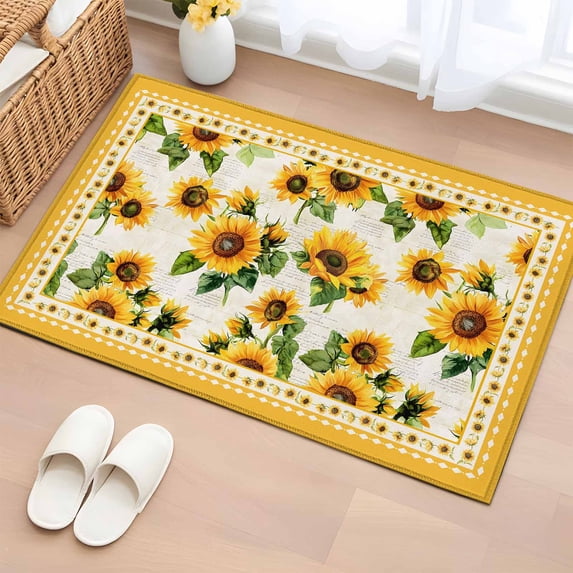 Area Rug Farmhouse Sunflowers on Letter Soft Rectangle Area Rugs ...