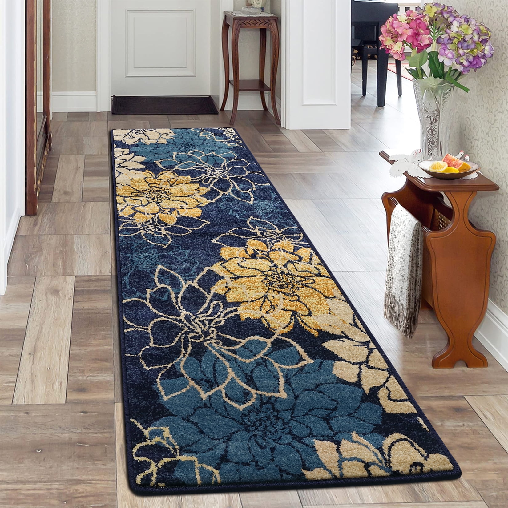 Area Rug Floral Farmhouse Entryway Rug Non Shedding Indoor Carpet ...