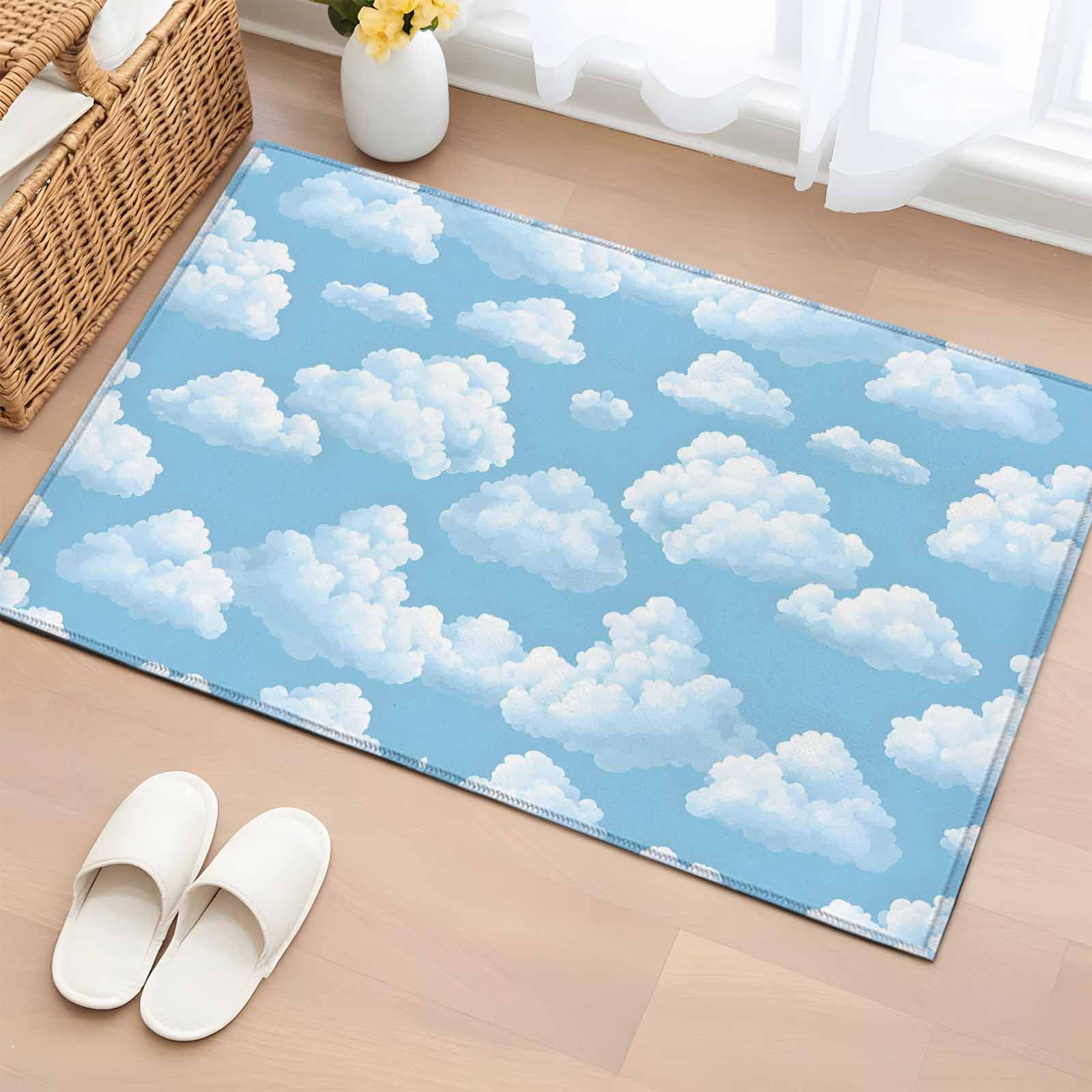 Area Rug Fluffy White Clouds Rectangle Area Rugs Washable Rug for ...