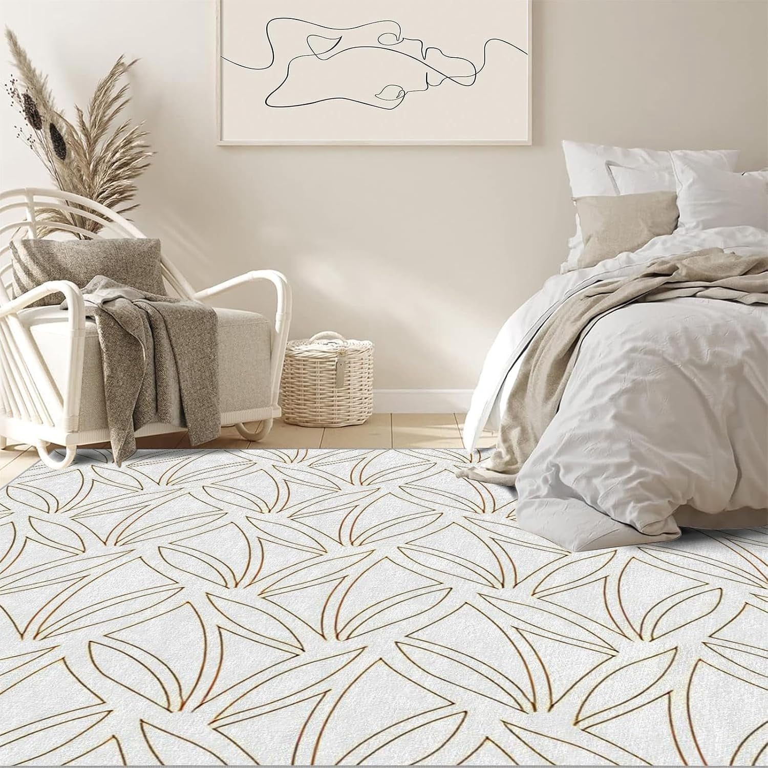 Area Rug Geometric Rugs for Living Room, Non Slip Rugs for Bedroom ...