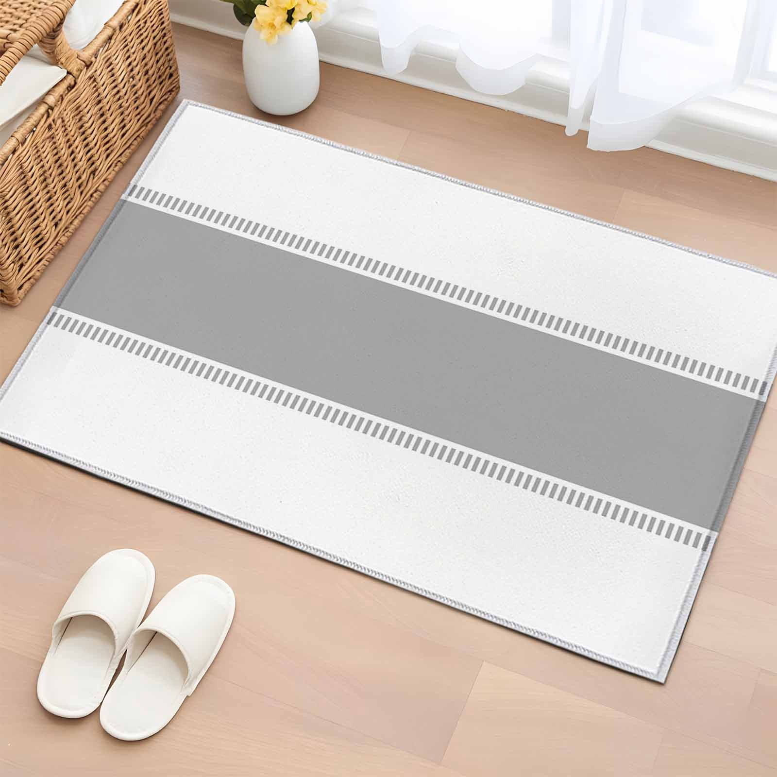 Area Rug Gray Stripe Solid Color Rectangle Area Rugs Washable Rug for ...