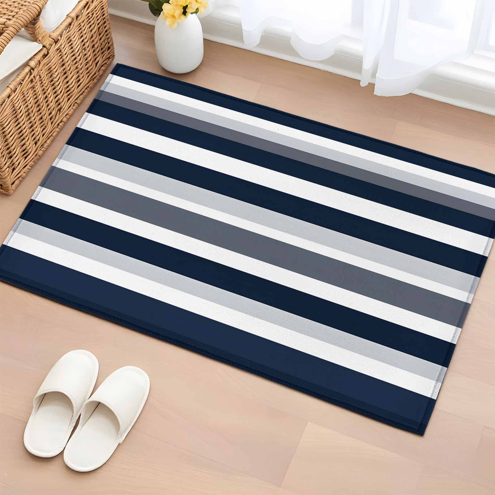 Area Rug Horizontal Stripe Navy Blue White Gray Rectangle Area Rugs ...