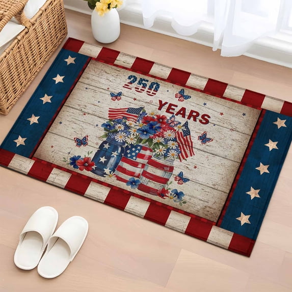 Area Rug Independence Day Flower Star Stripe Rectangle Area Rugs ...