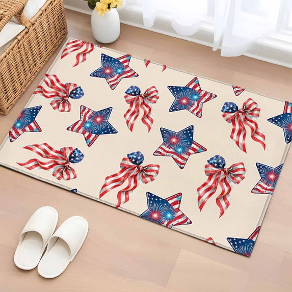 Area Rug Independence Day Patriotic Stars Bow Rectangle Area Rugs ...