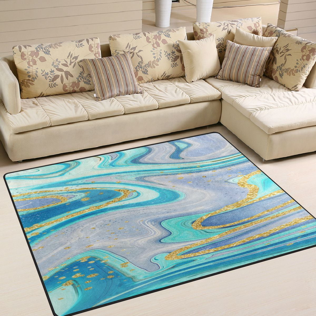Area Rug Indoor 63"x48" Non-Slip Wear Resistant Floor Mats Soft Large ...
