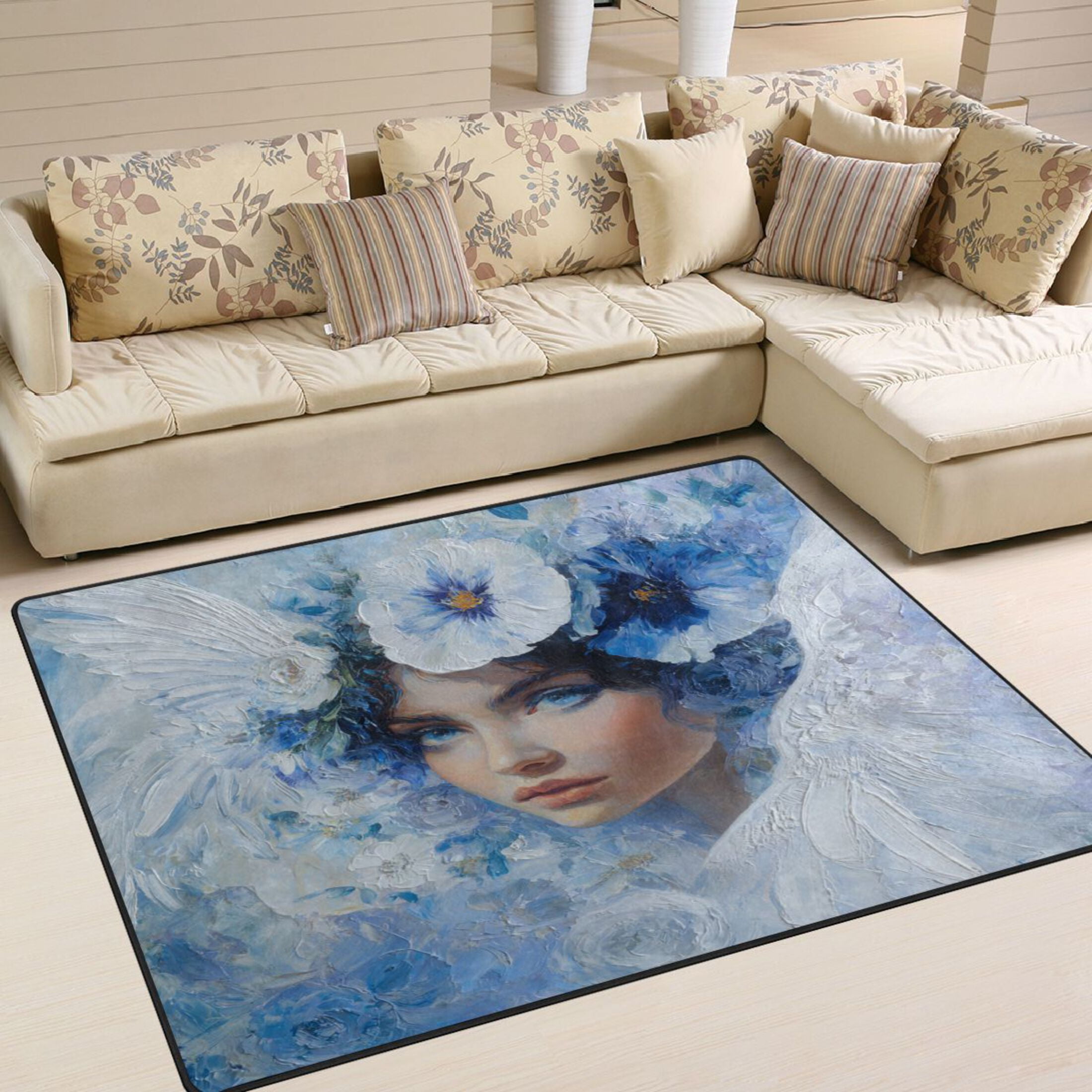 Area Rug Indoor 80"x58"in Non-Slip Wear Resistant Floor Mats Soft Large ...