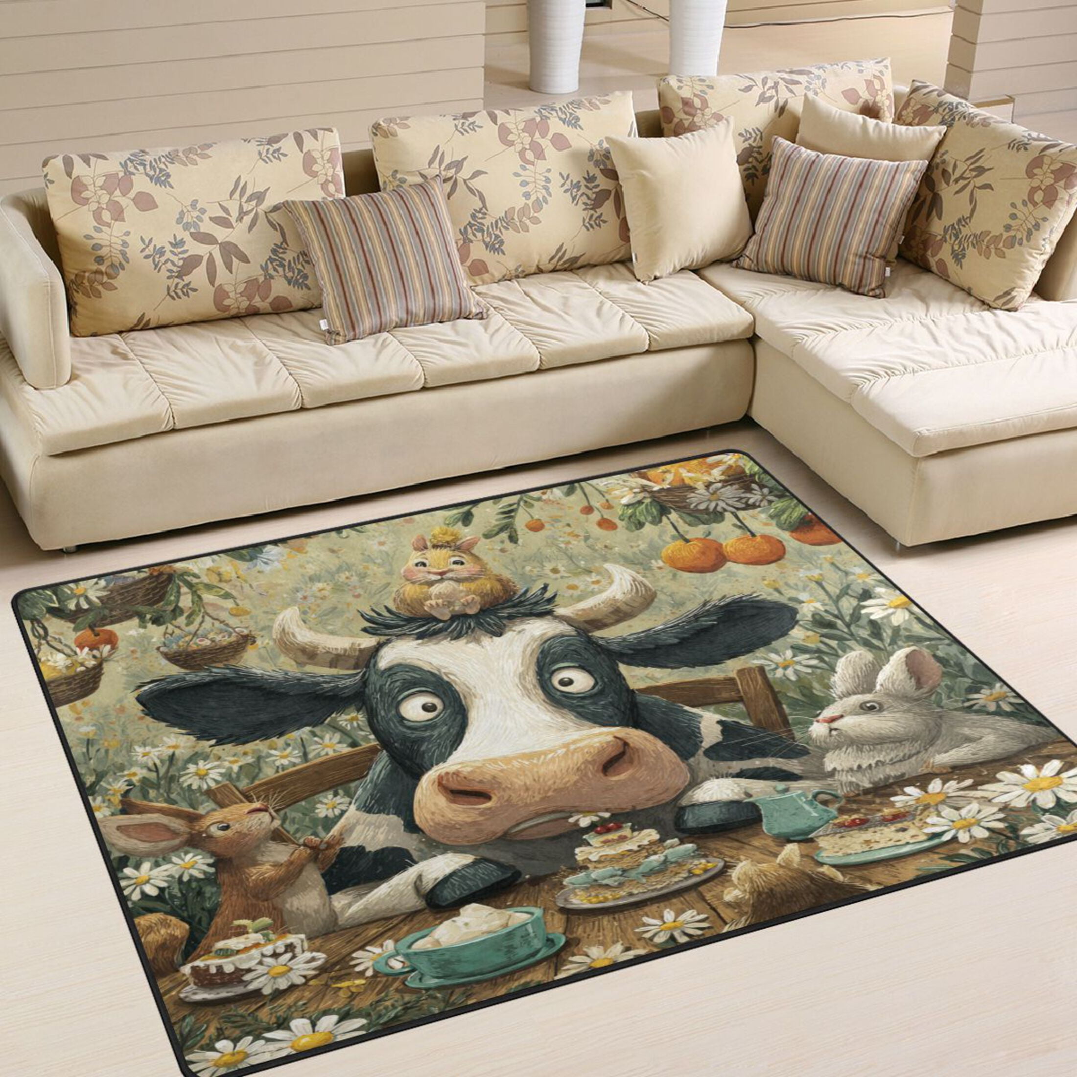 Area Rug Indoor 80"x58"in Non-Slip Wear Resistant Floor Mats Soft Large ...