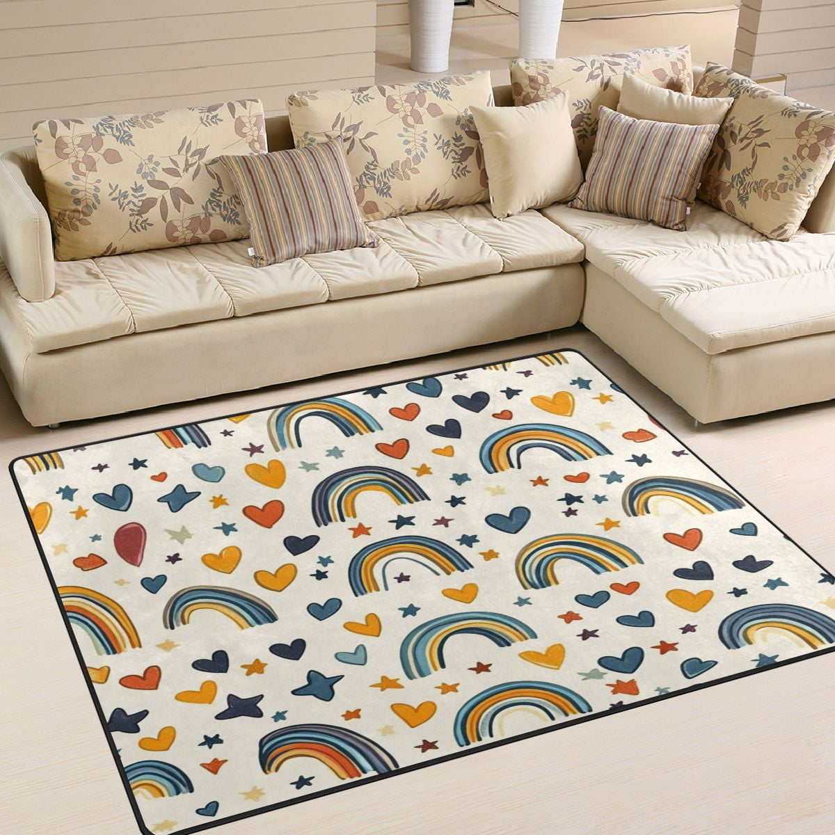 Area Rug Indoor 80"x58" Non-Slip Wear Resistant Floor Mats Soft Large ...