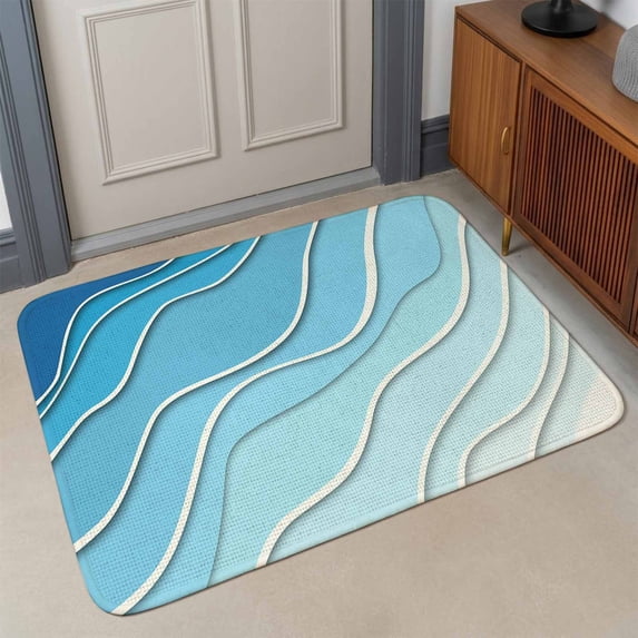 Area Rug Indoor Outdoor 47.2"x63",Blue Aqua Ombre Absorbent Non Slip ...