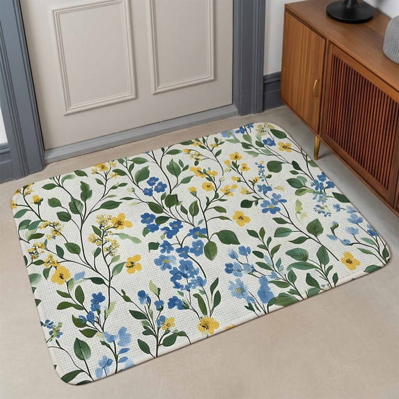 Area Rug Indoor Outdoor 47.2"x63",Blue Yellow Floral Spring Absorbent ...
