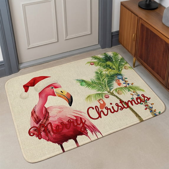Area Rug Indoor Outdoor 47.2"x63", Christmas Flamingos Absorbent Non ...