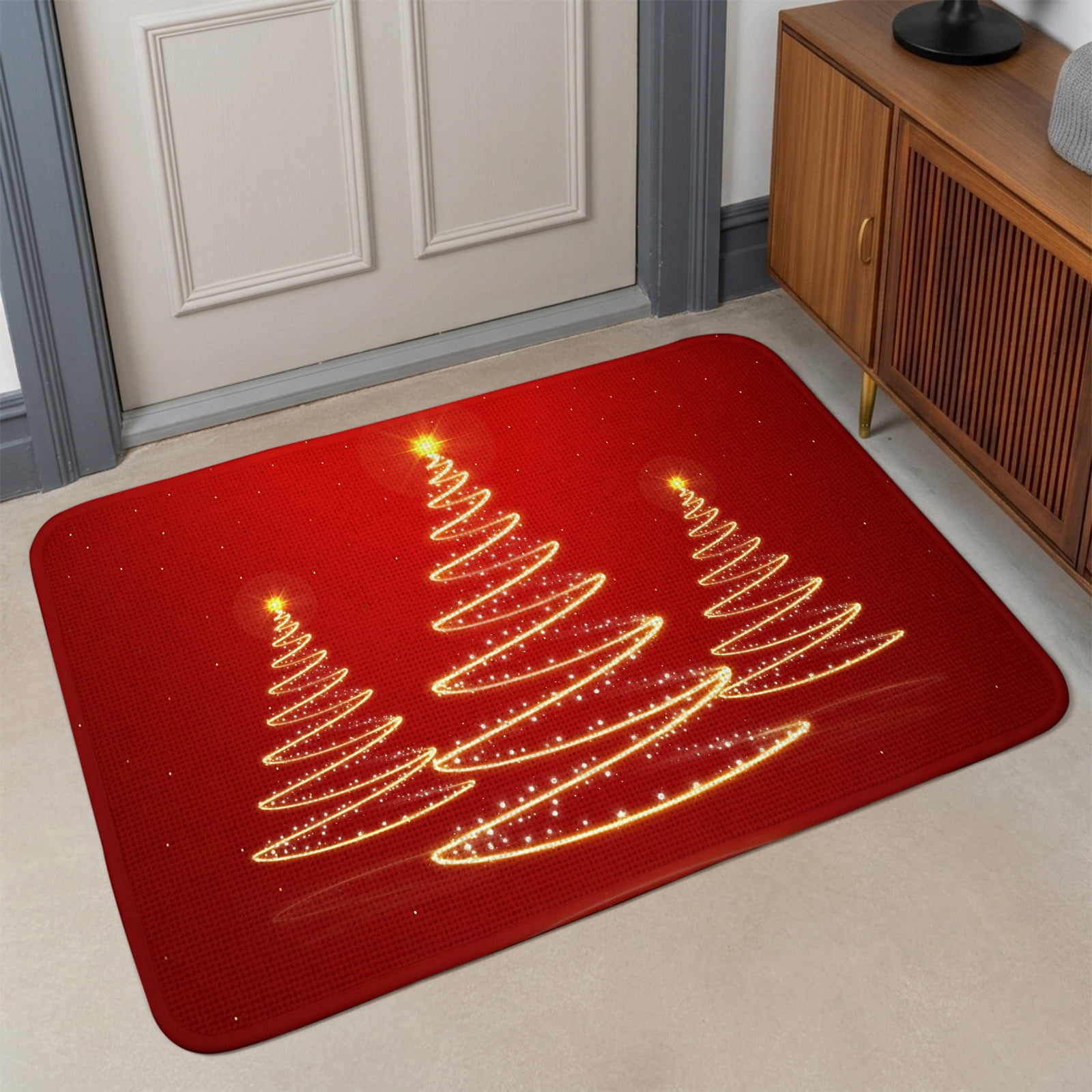 Area Rug Indoor Outdoor 47.2"x63", Christmas Shinny Tree Absorbent Non ...