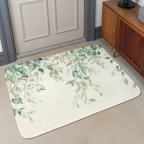 Area Rug Indoor Outdoor 47.2"x63", Eucalyptus Leaves Absorbent Non Slip ...