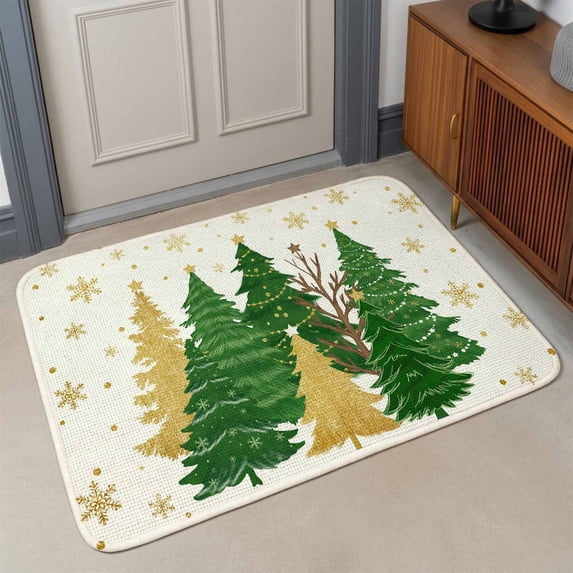 Area Rug Indoor Outdoor 47.2"x63", Green Christmas Tree Absorbent Non ...