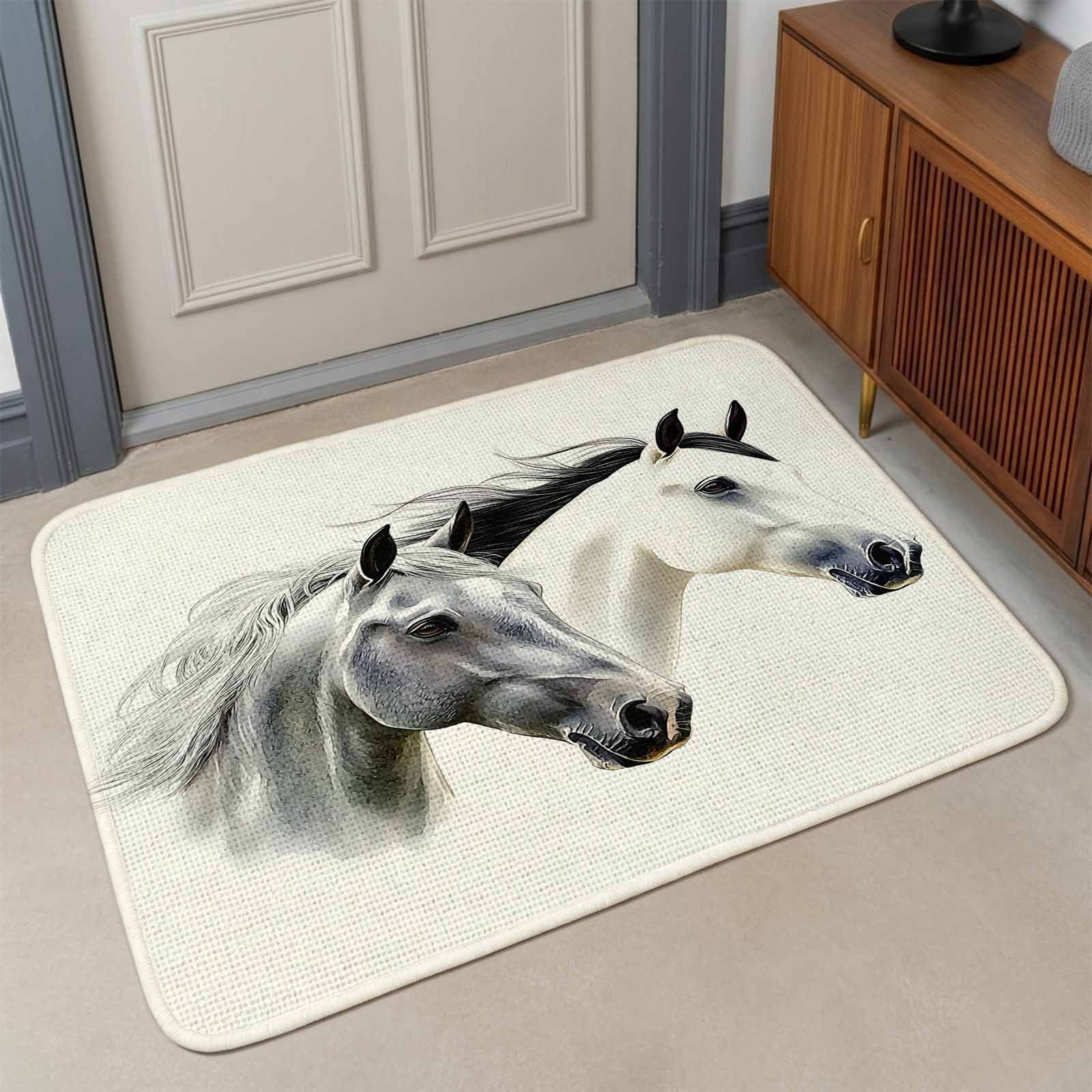 Area Rug Indoor Outdoor 47.2"x63", Horse Print Absorbent Non Slip ...