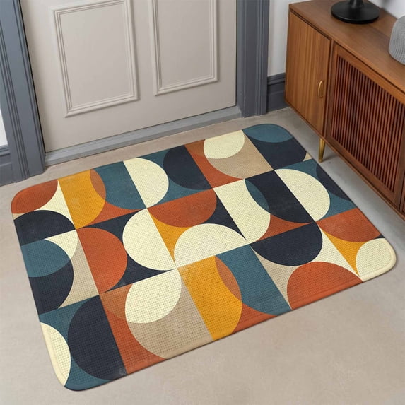 Area Rug Indoor Outdoor 47.2"x63",Navy Blue Beige Absorbent Non Slip ...