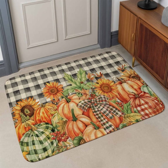 Area Rug Indoor Outdoor 47.2"x63",Pumpkins Green Orange Fall Absorbent ...