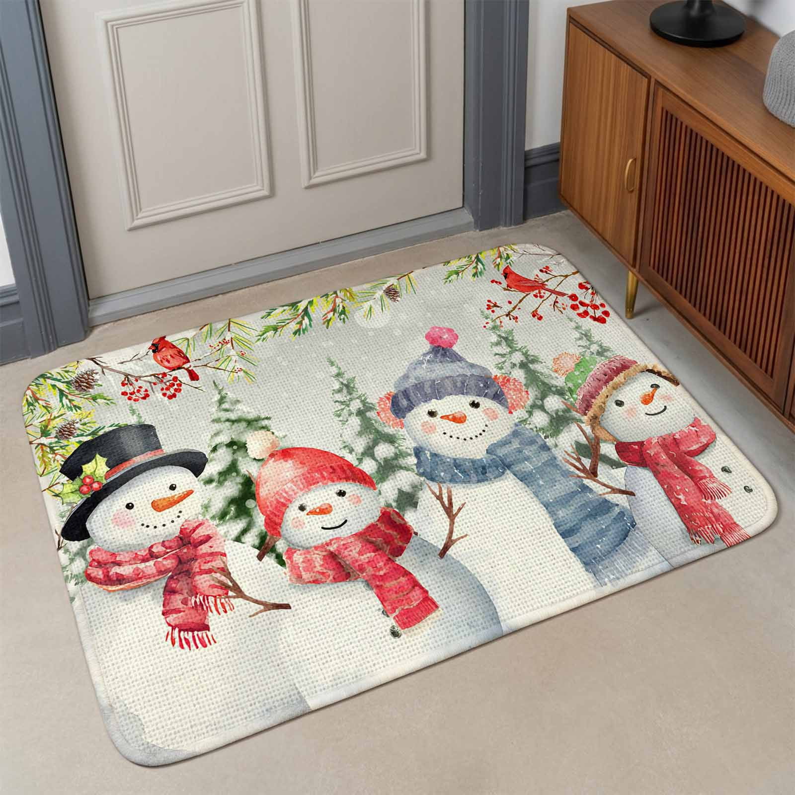 Area Rug Indoor Outdoor 47.2"x63",Red Blue Christmas Snowman Absorbent ...