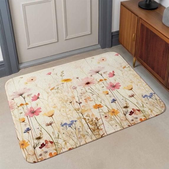 Area Rug Indoor Outdoor 47.2"x63", Spring Floral Absorbent Non Slip ...