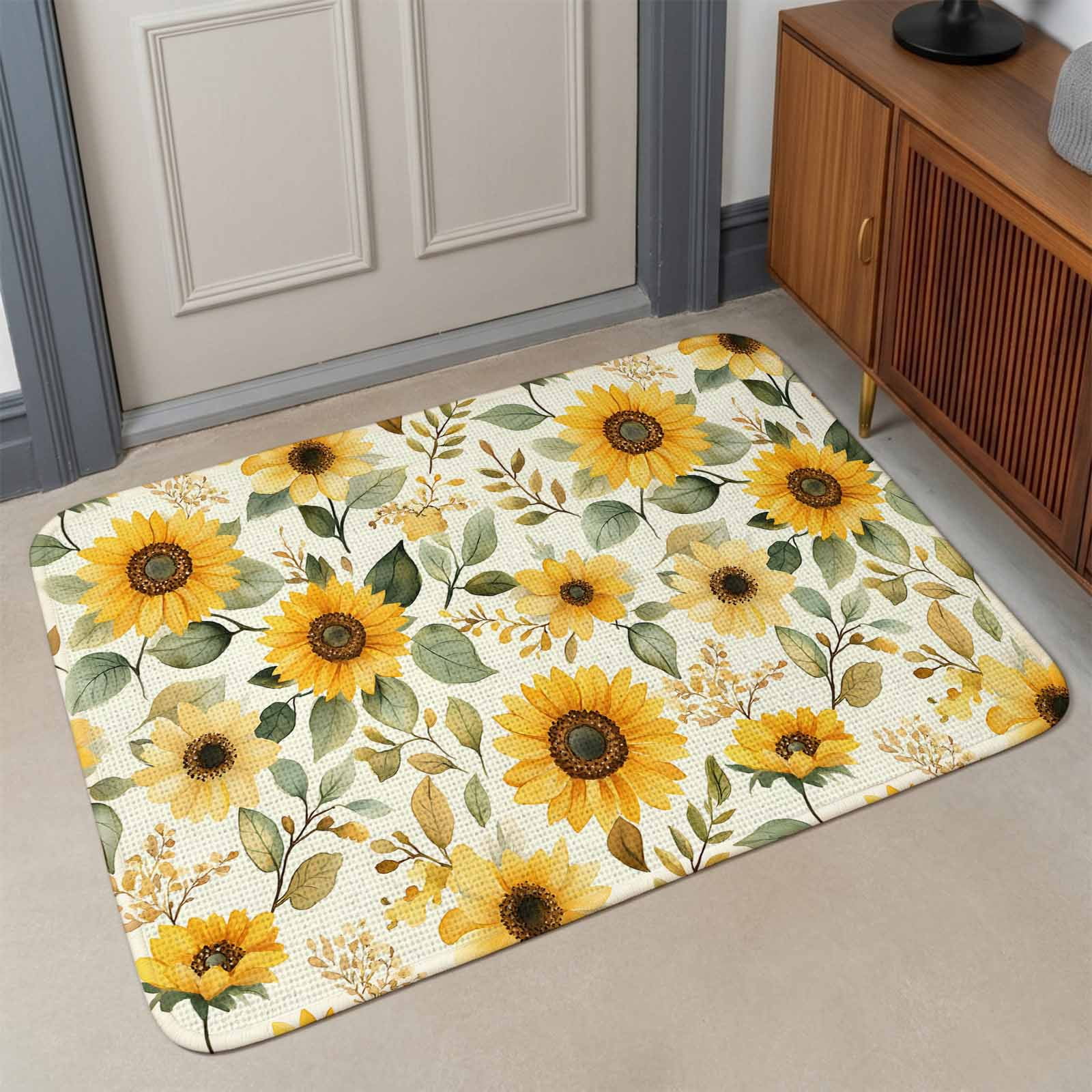 Area Rug Indoor Outdoor 47.2"x63", Sunflower Absorbent Non Slip Accent ...
