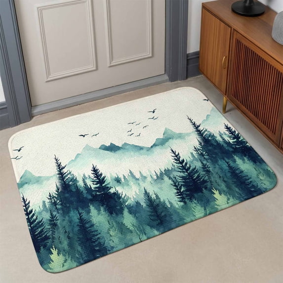 Area Rug Indoor Outdoor 47.2"x63", Turquoise Forest Absorbent Non Slip ...