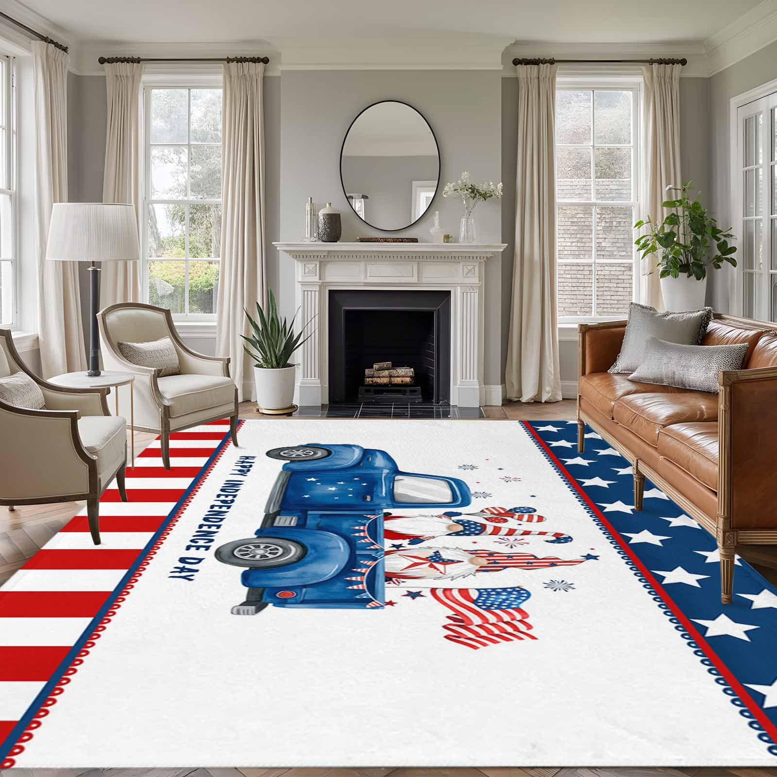 Area Rug for Living Room, 4th of July Non-Slip Indoor Large Carpet for ...