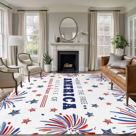 Area Rug for Living Room, 4th of July Non-Slip Indoor Large Carpet for ...