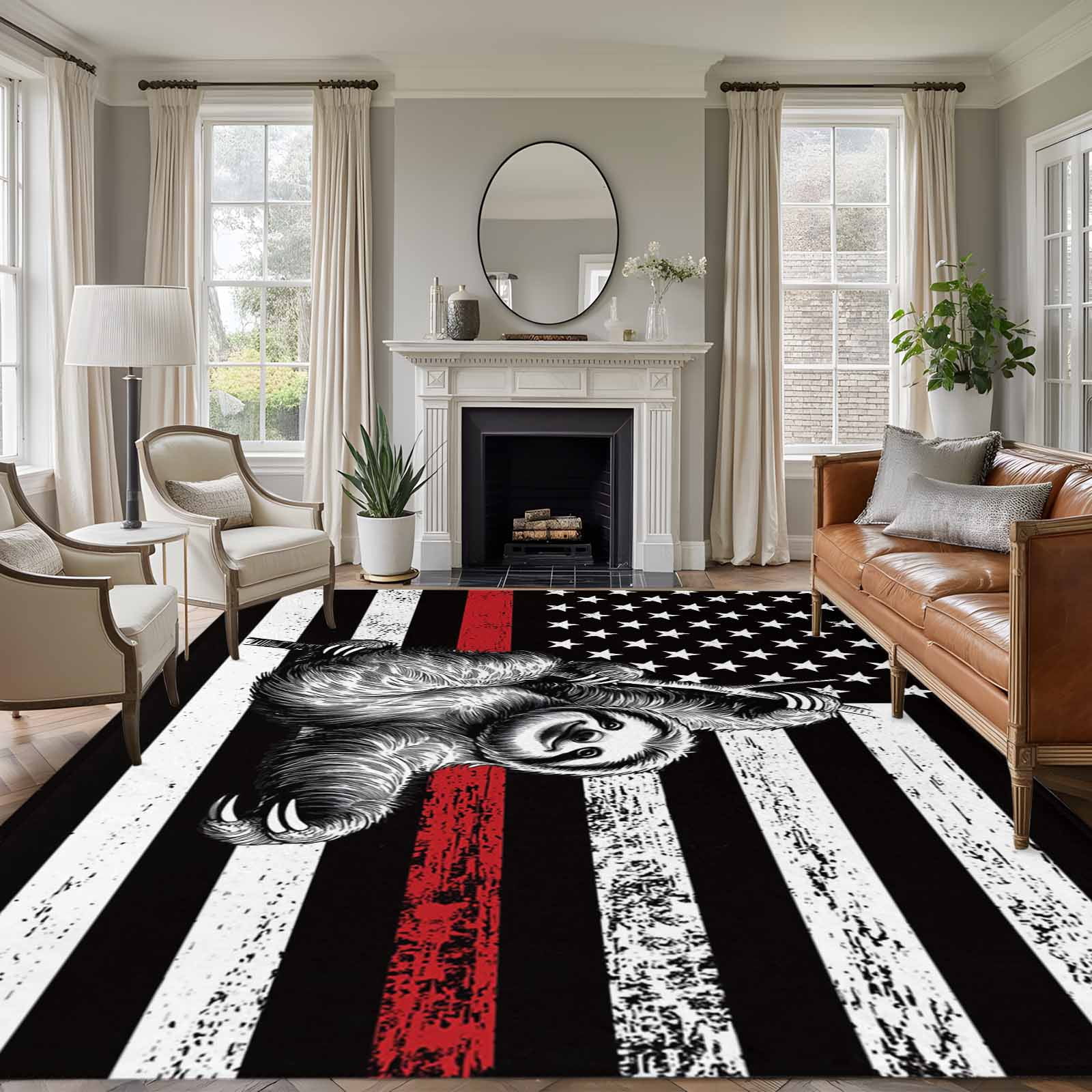 Area Rug for Living Room, 4th of July Non-Slip Indoor Large Carpet for ...