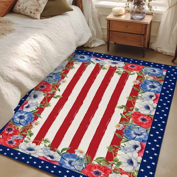Area Rug for Living Room, 4th of July Non-Slip Indoor Large Carpet for ...