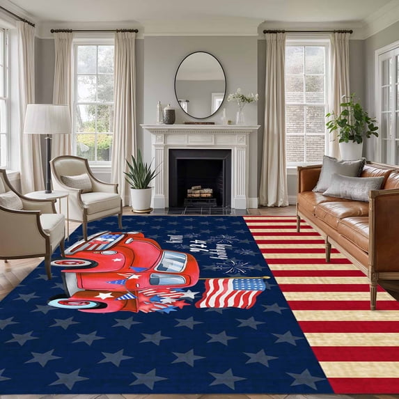 Area Rug for Living Room, 4th of July Non-Slip Indoor Large Carpet for ...