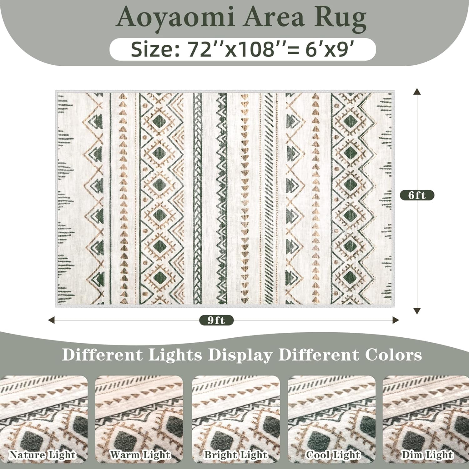 Area Rug for Living Room 6x9: Large Washable Boho Moroccan Rugs ...