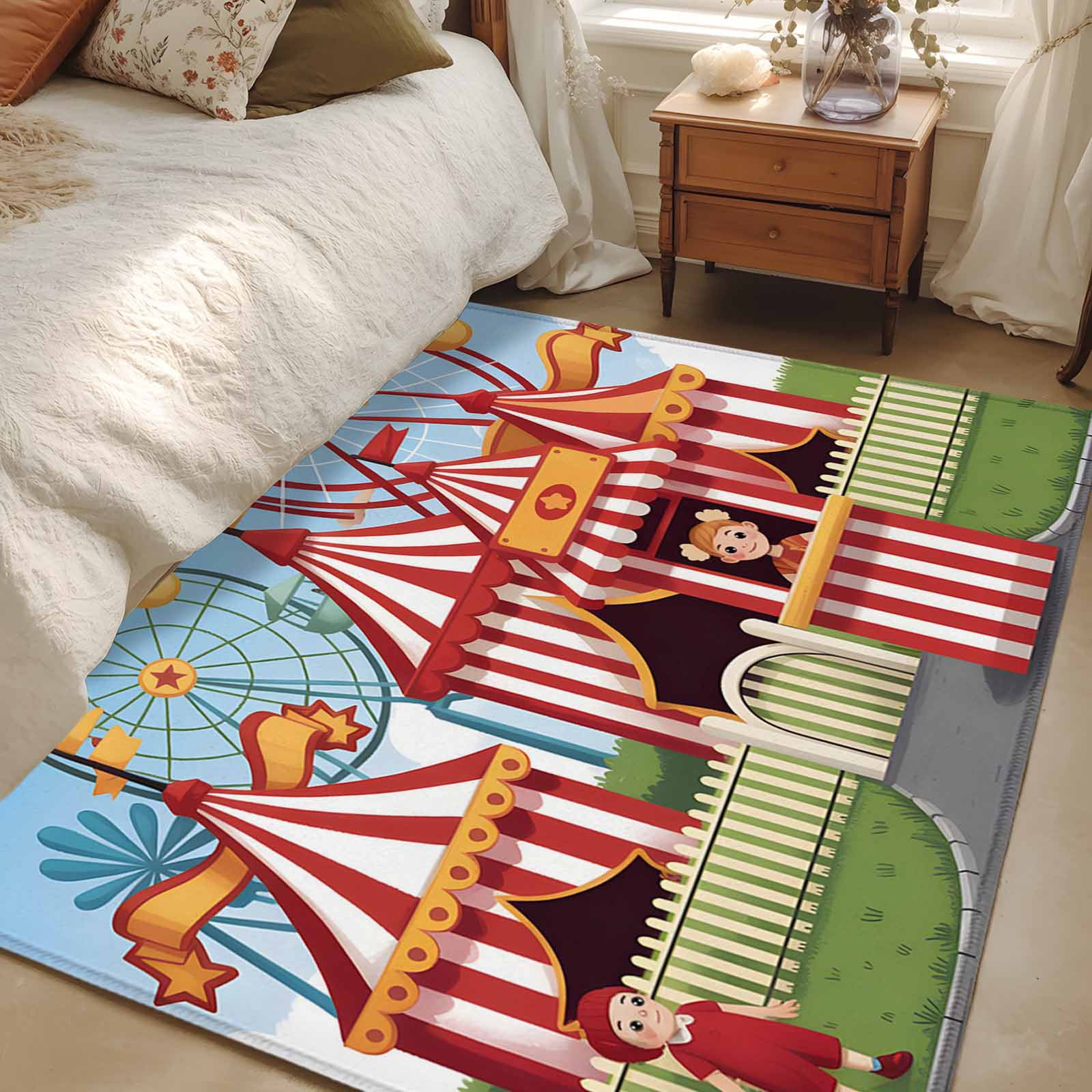 Area Rug for Living Room, Amusement Park Non-Slip Indoor Large Carpet ...