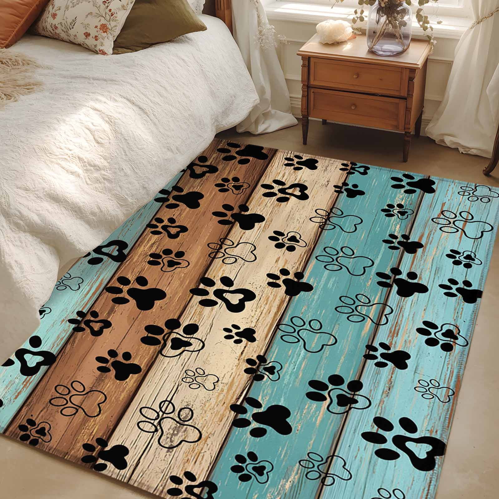 Area Rug for Living Room, Aqua Brown Non-Slip Indoor Large Carpet for ...