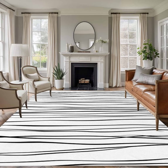 Area Rug for Living Room, Black Non-Slip Indoor Large Carpet for ...
