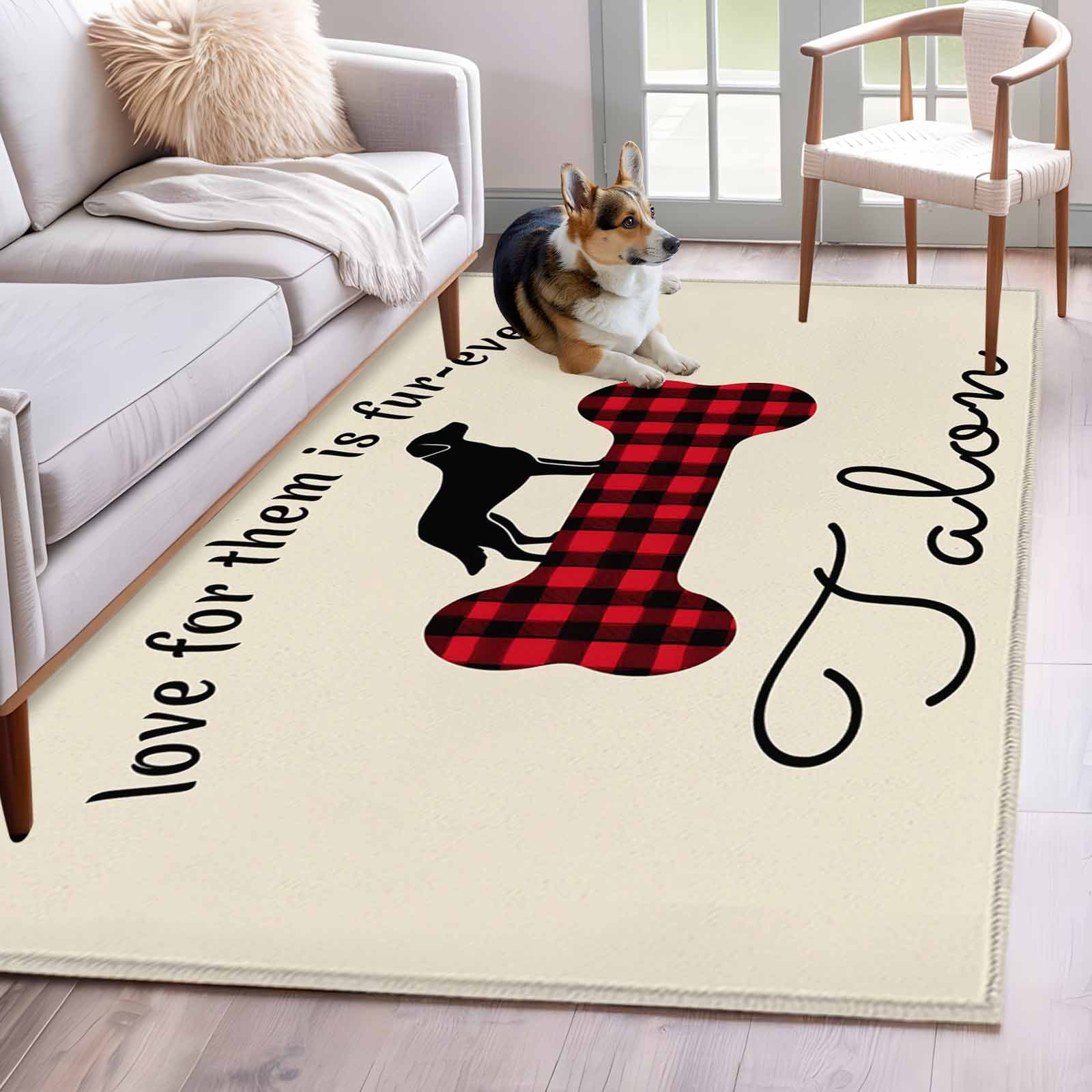 Area Rug for Living Room, Black Red Buffalo Plaid Non-Slip Indoor Large ...