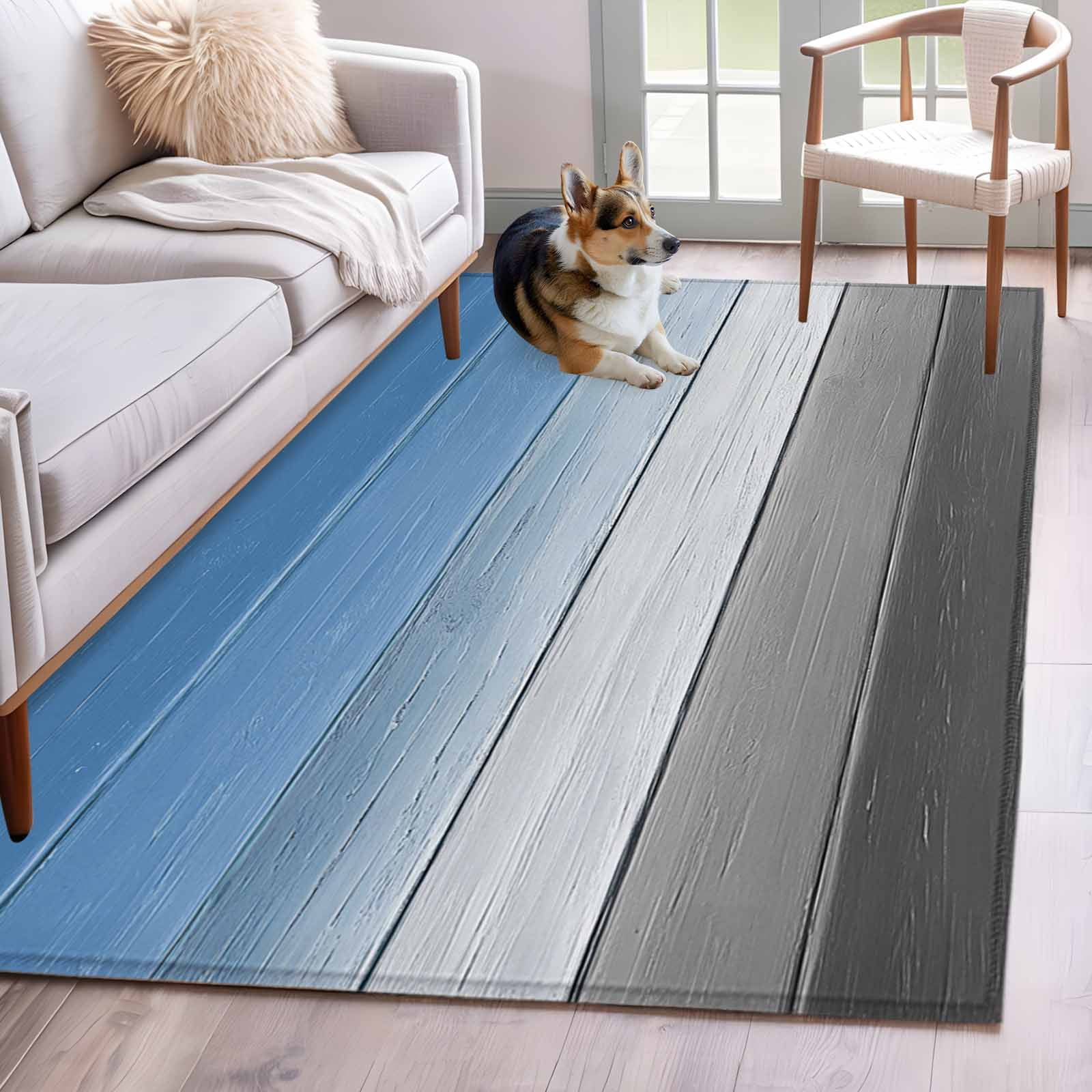 Area Rug for Living Room, Blue Gray Non-Slip Indoor Large Carpet for ...