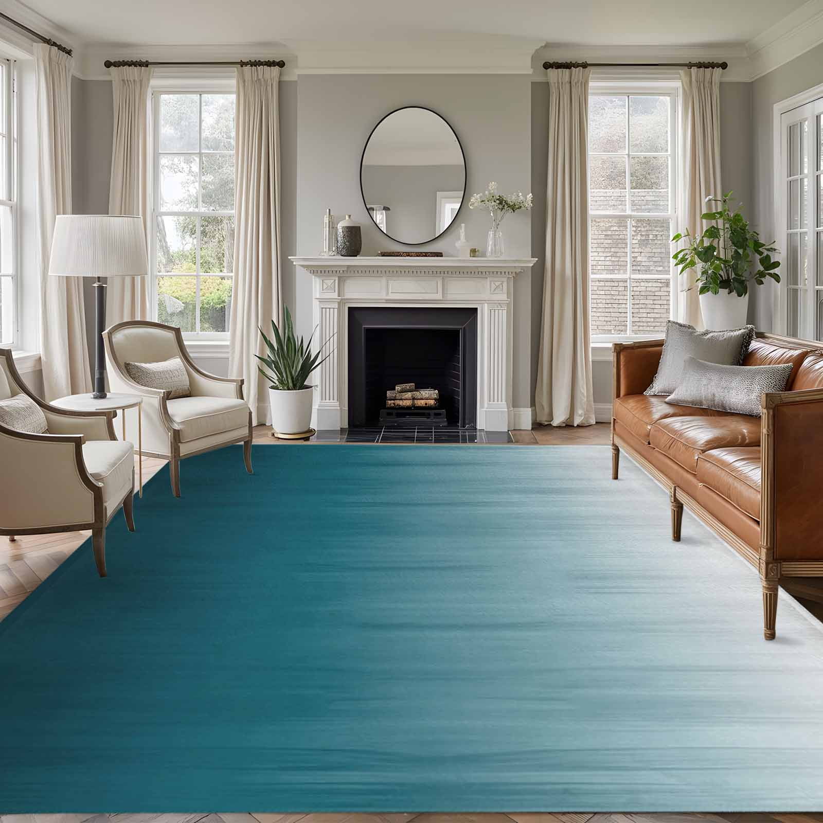 Area Rug for Living Room, Blue Ombre Non-Slip Indoor Large Carpet for ...