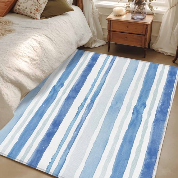 Area Rug for Living Room, Blue White Non-Slip Indoor Large Carpet for ...