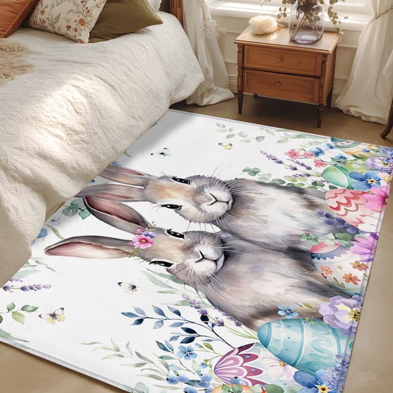 Area Rug for Living Room, Bunny Easter Non-Slip Indoor Large Carpet for ...