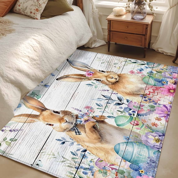Area Rug for Living Room, Bunny Easter Non-Slip Indoor Large Carpet for ...