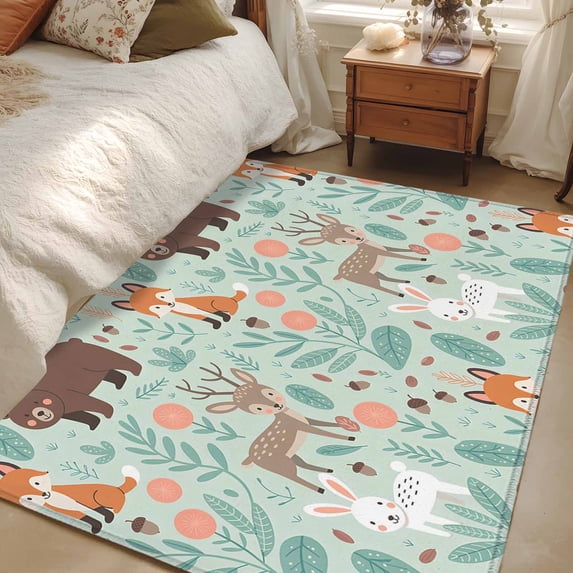 Area Rug for Living Room, Cartoon Animals Non-Slip Indoor Large Carpet ...