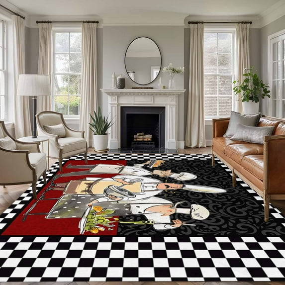 Area Rug for Living Room, Chef Non-Slip Indoor Large Carpet for Bedroom ...