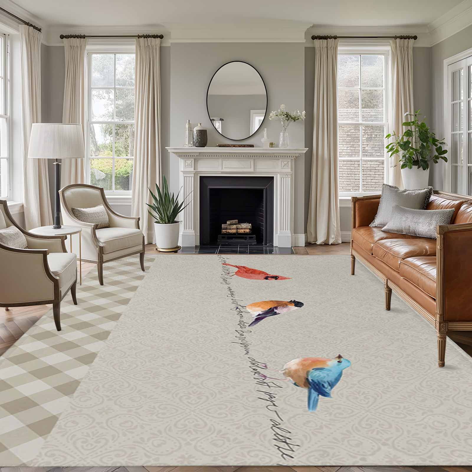 Area Rug for Living Room, Christmas Cardinal Non-Slip Indoor Ex Large ...