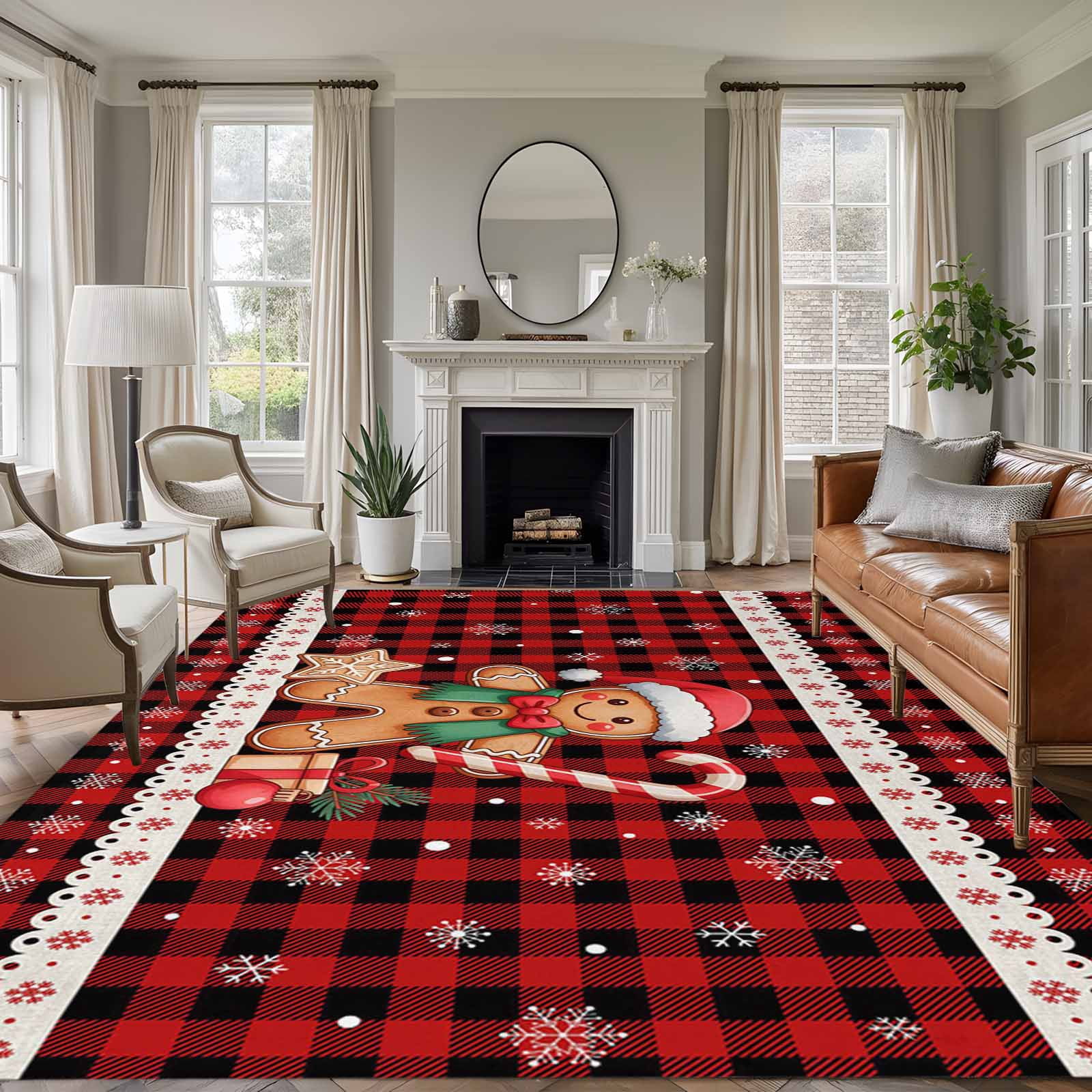 Area Rug for Living Room, Christmas Gingerbread Non-Slip Indoor Large ...