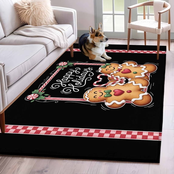 Area Rug for Living Room, Christmas Gingerbread Non-Slip Indoor Large ...