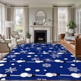 Area Rug for Living Room, Christmas Snowman Blue Non-Slip Indoor Large ...