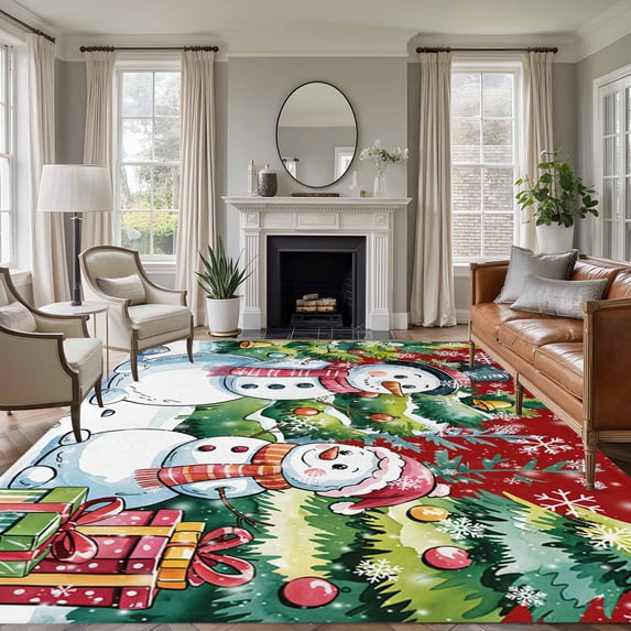 Area Rug for Living Room, Christmas Snowman Non-Slip Indoor Ex Large ...